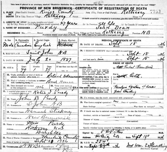 Nova Scotia Roots - PURDY, John Dean (25790)