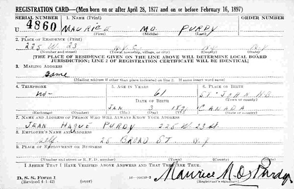 Nova Scotia Roots - PURDY, Maurice Meredith Ogden (50585)