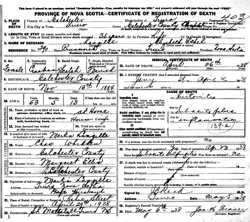 Nova Scotia Roots - WHIDDEN, Elizabeth Ethel (16144)