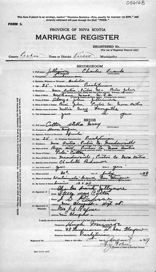 Nova Scotia Roots - JOLLIMORE, Charles Frank (66544)