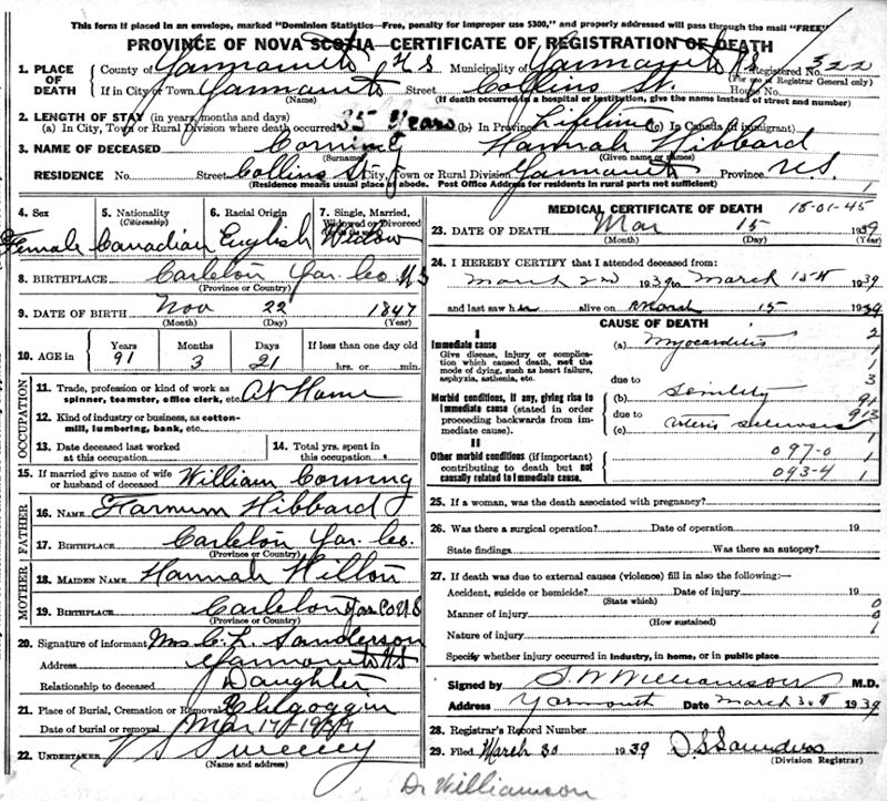 Nova Scotia Roots - HIBBARD, Hannah (28131)