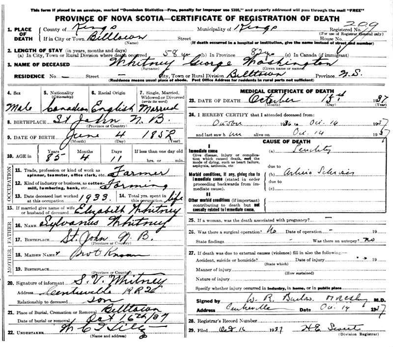 Nova Scotia Roots - WHITNEY, George Washington (702)